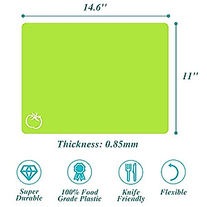 Elyum Cutting Boards, Colored Cutting Mat Flexible Plastic Cutting Board Set Chopping Board with Food Icons, Dishwasher Safe Cutting Boards for Kitchen Meat and Vegetables (Set of 8, 14.6" x 11")