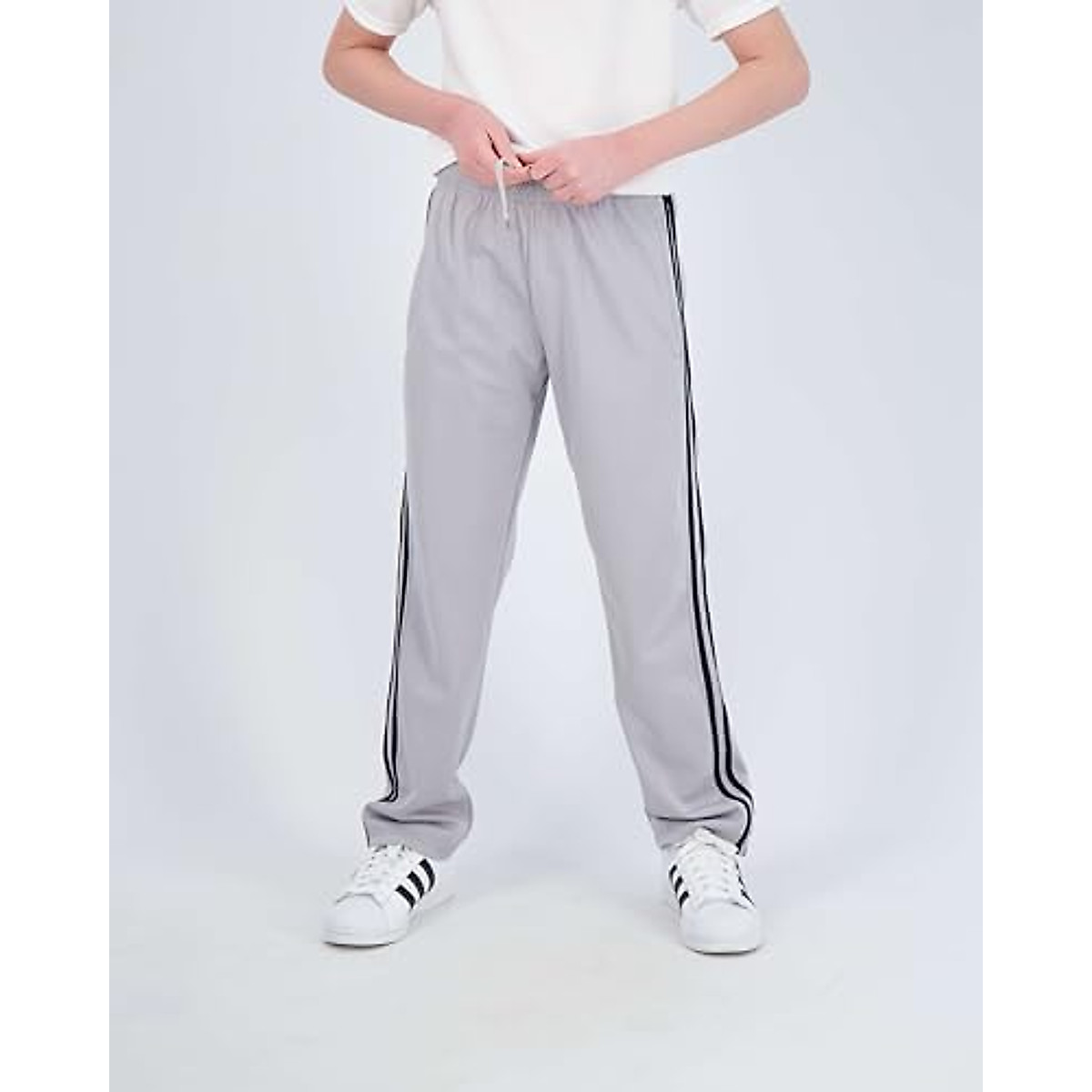 Real Essentials 3 Pack: Boys Active Tricot Sweatpants Track Pant Basketball Athletic Fashion Teen Sweat Pants Soccer Casual Girls Lounge Open Bottom Fleece Tiro Activewear Training -Set 1,S (8-10)