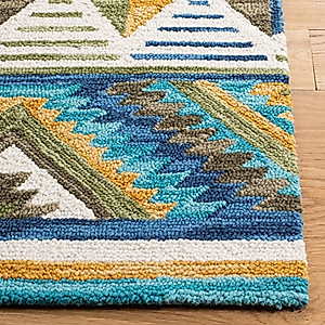 Safavieh Aspen Collection 4' x 6' Blue/Yellow APN352M Handmade Boho Tribal Wool Area Rug