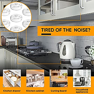Vellax Self Adhesive Cabinet Door Bumpers - 128 pcs Sticky Silicone Clear Sound Dampening Rubber Bumpers - Cabinet Bumpers for Wall Protection, Kitchen Furniture, Decor, Drawer Stops