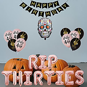 Geloar RIP THIRTIES 40th Birthday Party Supplies, RIP THIRTIES Balloons Happy Birthday Banner for Death to My Thirties 30s RIP Youth Women Dirty 40 Funny 40th Bday Decoration (Rose Gold, RIP THIRTIES)