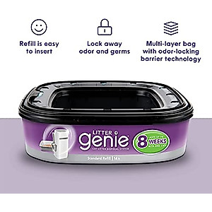 Litter Genie Ultimate Cat Litter Disposal System Refills, Lock Away Odors, Purple ,12 Cartridges
