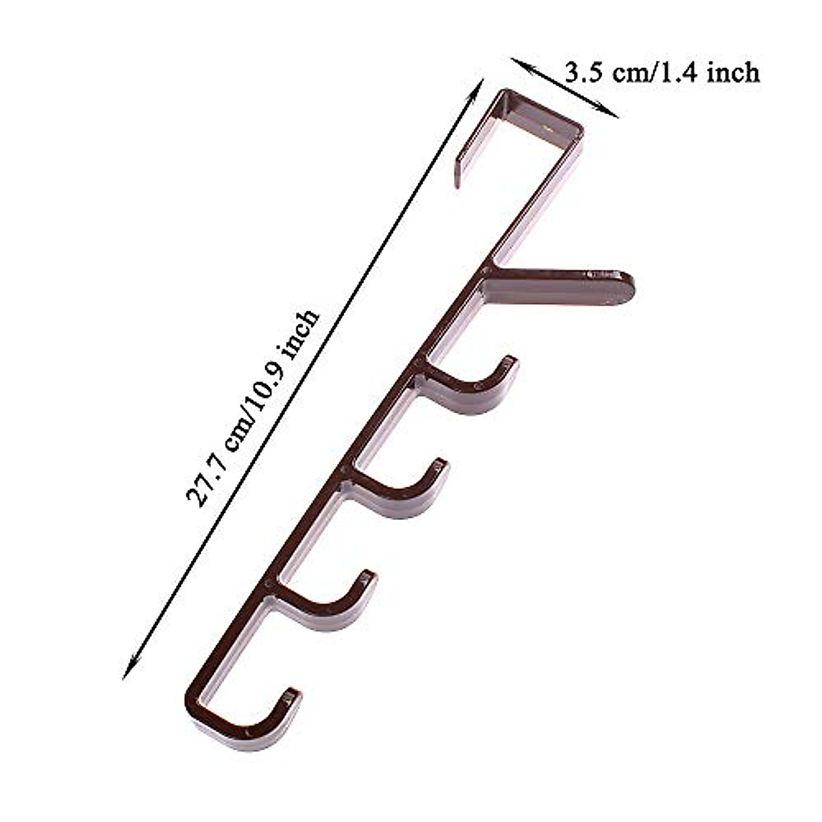 NUOMI Set of 2 Over The Door Hooks 5 Hangers Plastic Hanging Racks Organizer for Clothes, Coat, Bags, Umbrella, Hats, Brown and White