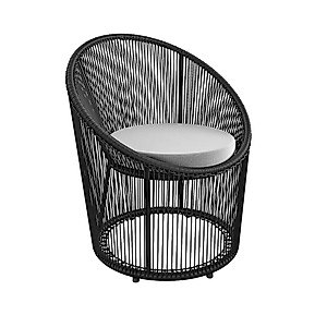 CosmoLiving by Cosmopolitan 88282BLK1E, Taura Collection, Resin Rope, Outdoor, Black Lounge Chair, Light Gray