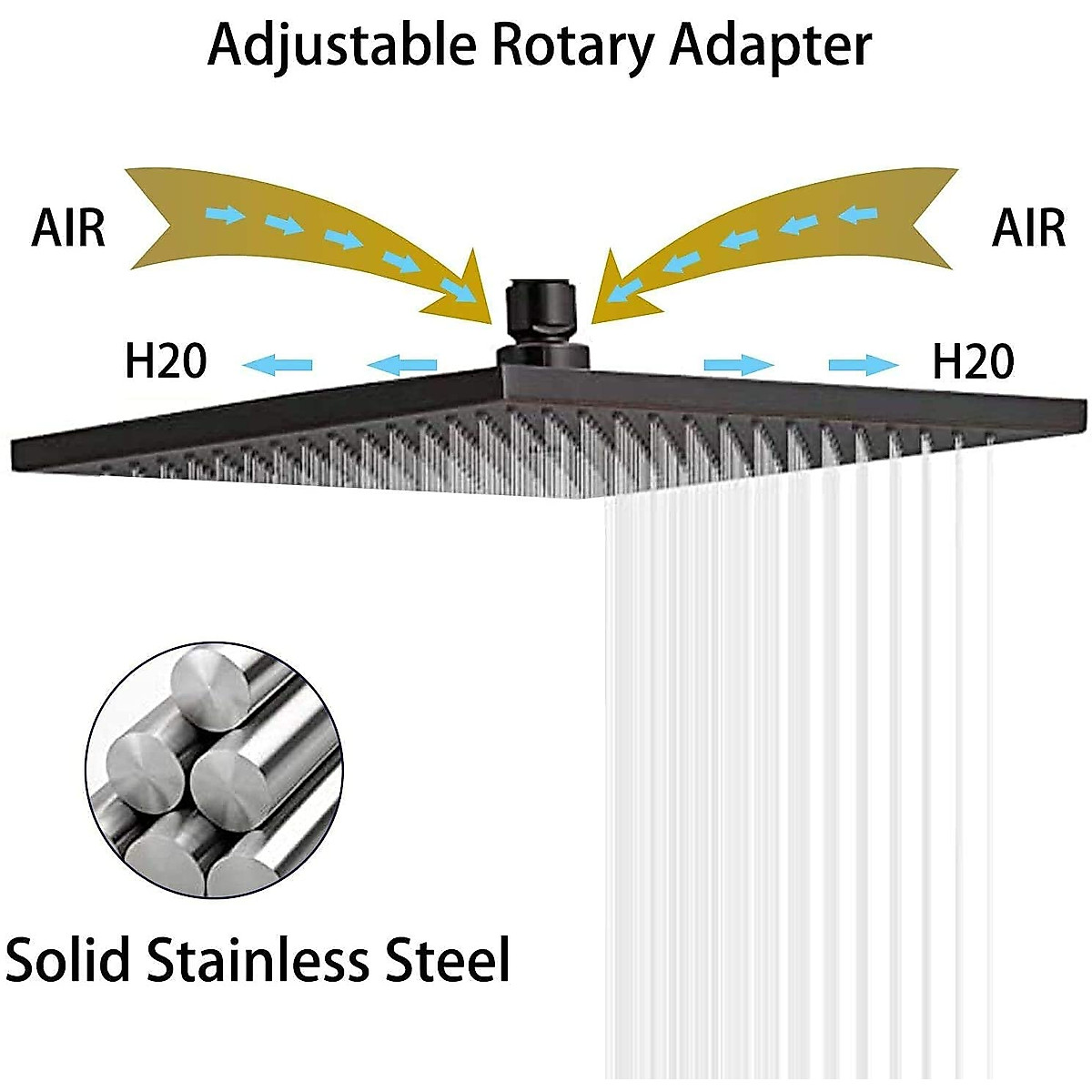 Oil Rubbed Bronze Shower Faucet GGStudy Single Function Shower Trim Kit with Rough-in Valve Shower Set Bath Rainfall Shower Faucet System 8inch Square Stainless Steel Metal Shower Head