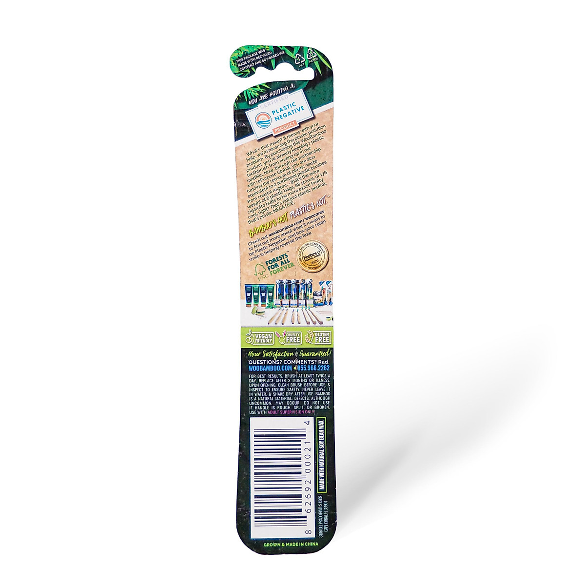 Woobamboo! Slim Soft Bamboo Eco-Friendly Toothbrush, BPA Free Nylon Bristles, Biodegradable, Compostable, Vegan (Pack of 1)