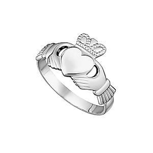 Biddy Murphy Women's Claddagh Maids Ring Made in Ireland Classic Sterling Silver Traditional Claddagh Design Fine Details Made in Co. Dublin by Irish Artisan Jewelers Size 6