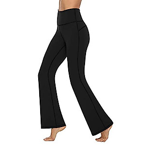 AFITNE Yoga Pants for Women Bootcut Work Pants with Pockets High Waisted Workout Bootleg Yoga Pants Flared Athletic Pants Black - 3XL