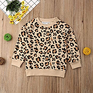 Ayalinggo Toddler Little Baby Girls Boys Leopard Sweatshirt Casual Pullover Sweater Long Sleeve Shirt Blouse Tops Fall Winter Outfit Clothes (Leopard Print Sweatshirt, 4-5T)