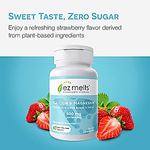 EZ Melts Dissolvable Calcium & Magnesium Supplement with Vitamin D3, Sugar-Free, 1-Month Supply