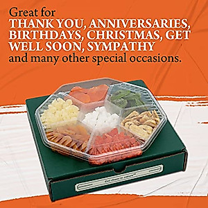 Dried Fruit Platter Gift Basket - 7 Sectional Gift Box with a Various Fresh Fruits - Easter Gift Basket - Vegan Gift Basket Beautifully Packaged, Thanksgiving, Get Well Soon, Birthday, Thank You Gift (Green Box)