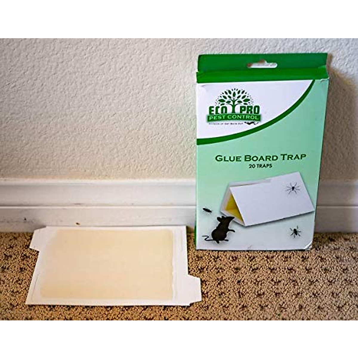20-Pack Glue Traps by Eco Pro Pest Control | Non-Toxic Glue Traps for Bugs, Cockroaches, Ants, Spiders, Crickets, & Mice | Max Adhesive Strength Mouse Glue Trap | Indoor & Outdoor Pest Glue Traps