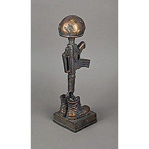 Napco Military Soldier Battle Cross Patina 11.75 Inch Resin Decorative Indoor Outdoor Garden Statue