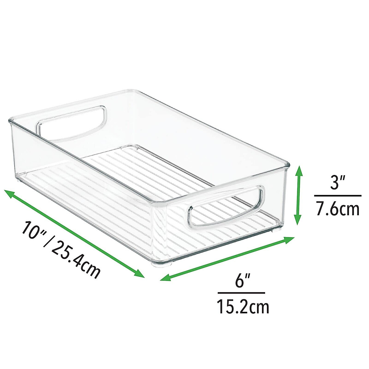 mDesign Plastic Stackable Bin with Handles and 9" Round Fluted Lazy Susan Turntable Plastic Spinner Combo Set for Organization in Bathroom, Closet, Cabinet, or Vanity Countertop - Set of 2 - Clear