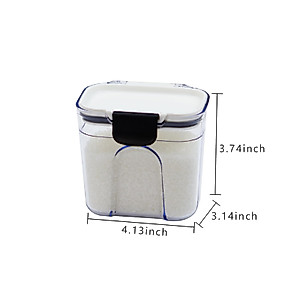 LOVEJO 4-Piece Storage Set: Airtight Food Storage Containers for Kitchen - BPA-Free Clear Plastic Canisters for Flour, Sugar, Rice & Baking Supplies - Includes Airtight Lids & Scoops