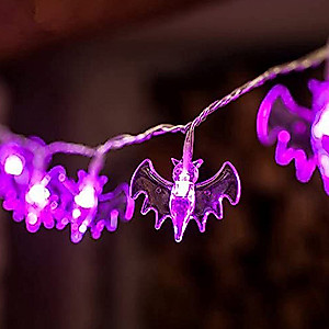 ZOOs Halloween String Lights 50 LED 16.4Ft Waterproof Purple Bat String Lights,8 Modes Battery Operated Party Decor for Garden Home Festival Decorations Trick or Treat