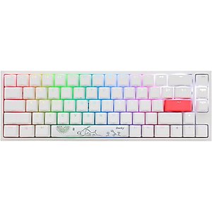 Ducky One 2 SF RGB Pure White RGB LED 65% Double Shot PBT Mechanical Keyboard (Cherry MX Silent Red)