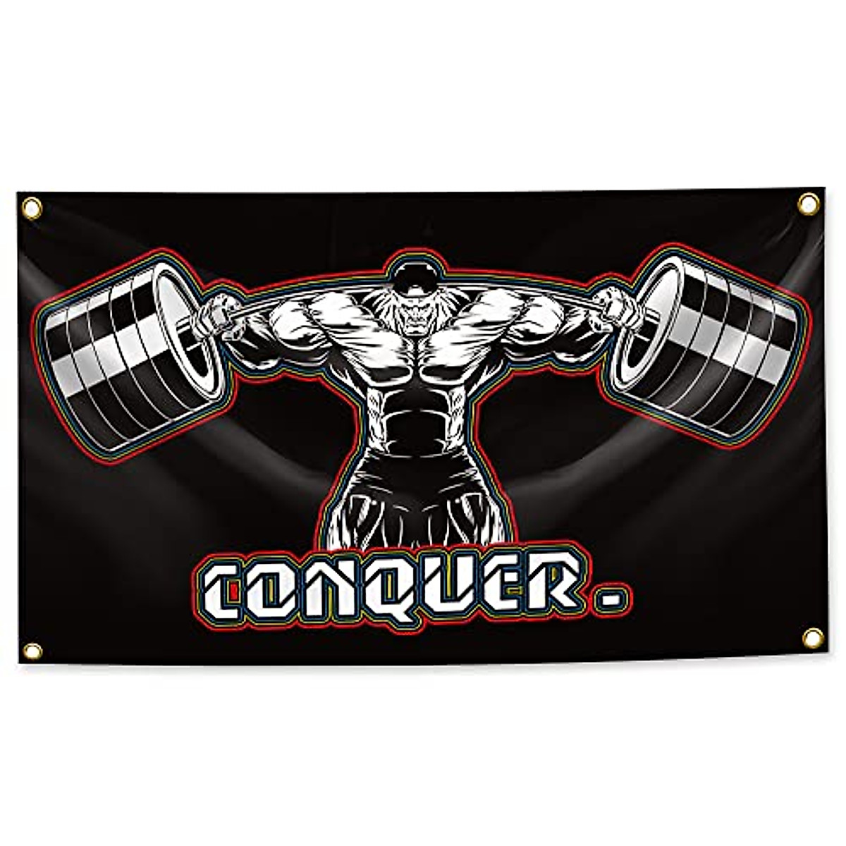 Home Gym Flags 3X5FT Decorative Banners, Encourage Fitness Exercise Banners, Suitable for Room Decor, Bedroom, Garage, Gym. (Black1)