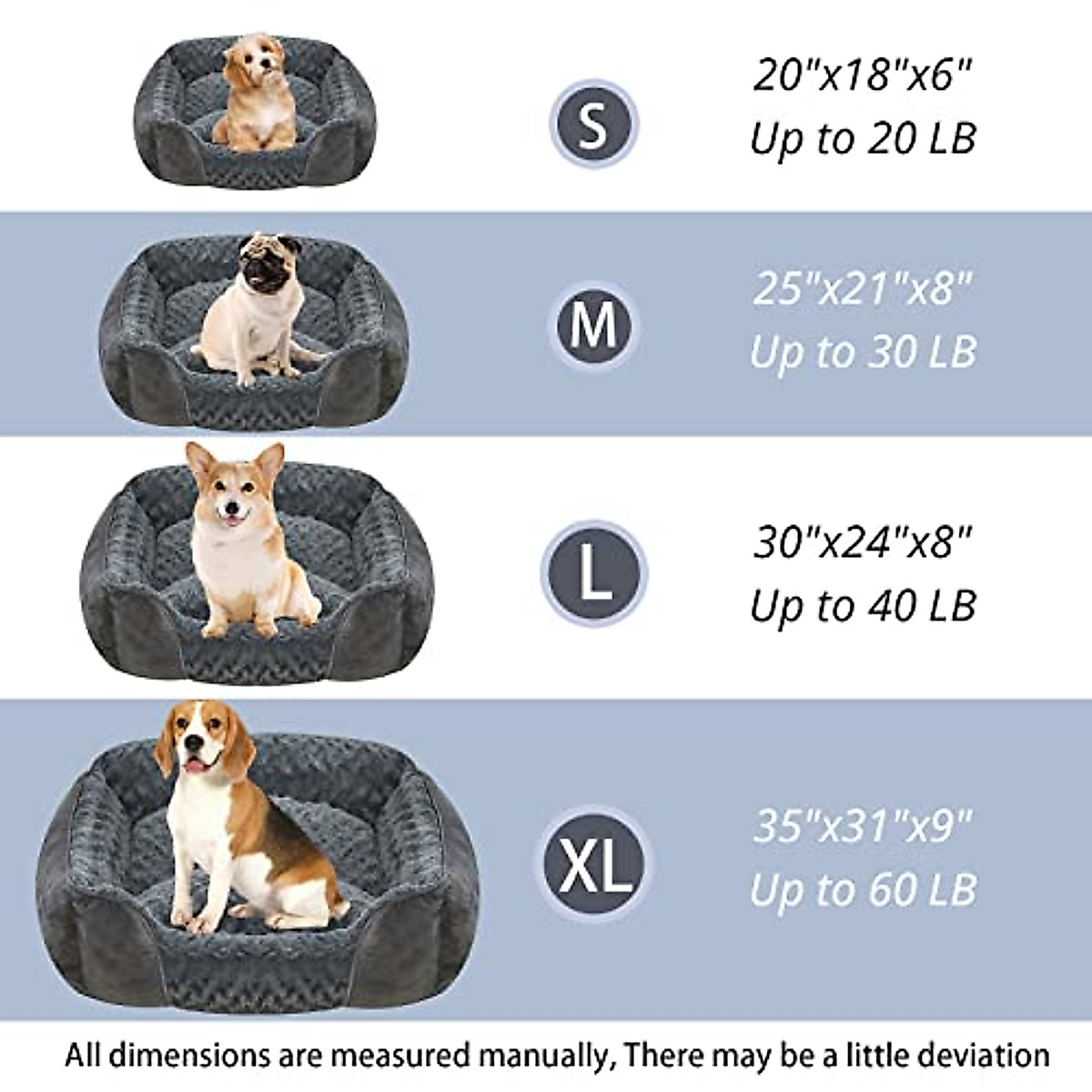 YAEM Dog Beds for Small Dogs, Swirl Rose Velvet Small Dog Bed, Removable Cushion Calming Dog Sofa Beds, Anti-Anxiety Machine Washable Anti-Slip Dog Beds Cat Beds, Dark Grey - S (20"x18"x6")