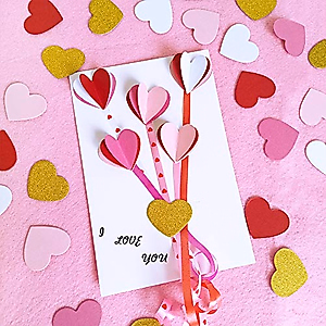 Supla 5 Rolls Red Hearts Printed Curling Ribbon Trim Decorative Party Balloon Ribbons Curling Ribbon Spools Gift Wrapping in Red Fuchsia Pink White 0.2" 5mm Wide for Valentine's Day Crafts