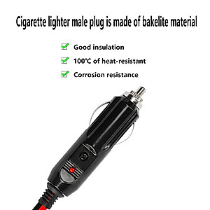 SinLoon Cigarette Lighter SAE Battery Charger Cable,12V 15A Cigarette Lighter Plug to Waterproof SAE Quick Release Adapter Extension Charging Cable with Fuse and LED Light(10FT,3 Meter)