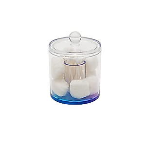 Simplify Q-Tip and Cotton Holder | Dimensions: 3.74" x 3.74" x 4.33" | 2 Compartments | Great for Bathroom | Vanity | Dresser | Durable | Lightweight | Bath Accessories | Ombre