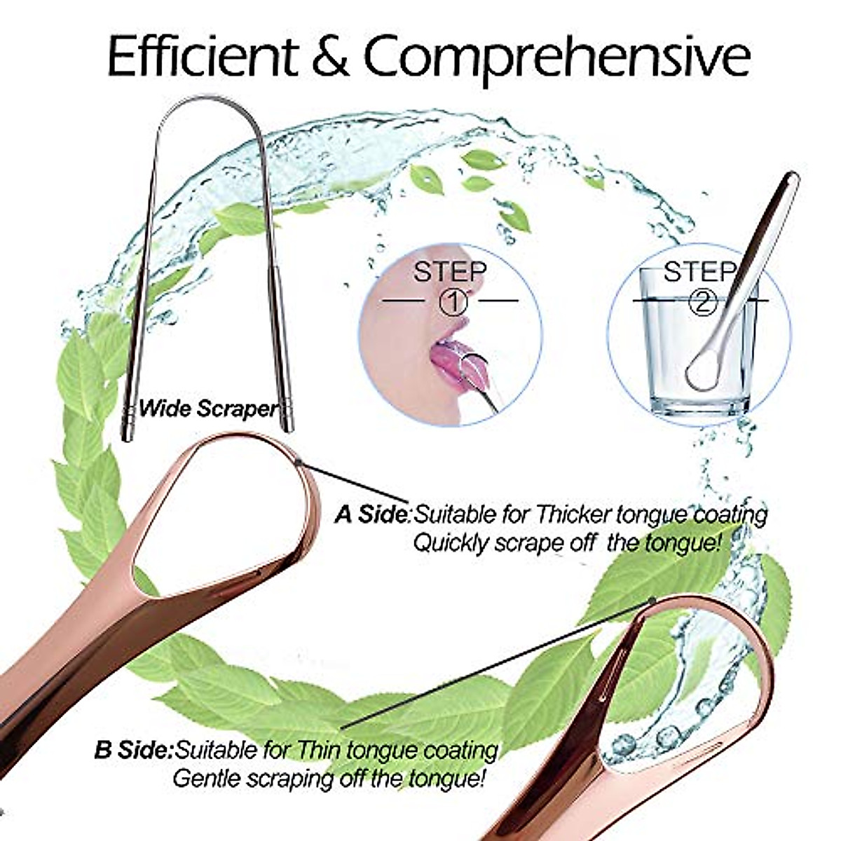 Tongue Scraper, Tongue Cleaner, Tounge Scraper Cleaner,Tongue scrapers for adults with Carrying case, Fresh Breath Tongue Scrapers Medical Grade Metal (3 pack)