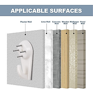 COVITKAN 50 PCS Picture Hangers Hanging Kit, Heavy Duty Hooks for Stucco/Concrete/Hard Walls Without Drilling, Invisible Nail&25 LBS Weight Load