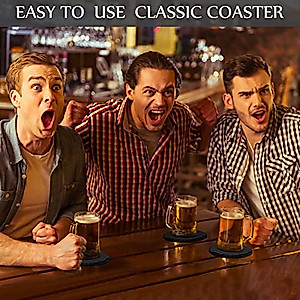 48 Pieces Square Round Slate Coasters Bulk, 4 Inch Drink Coasters Black Coasters Slate Stone Bar Coasters Cup Coaster for Drinks Table Bar Kitchen Home