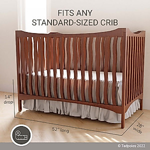 Tadpoles Dust Ruffle Crib Skirt | 28" x 52" with a 14" Drop | Made of 100% Softly Brushed Microfiber Polyester | Easy to Care for | Soft, Smooth, Breathable & Durable | Ideal for Babies | Grey