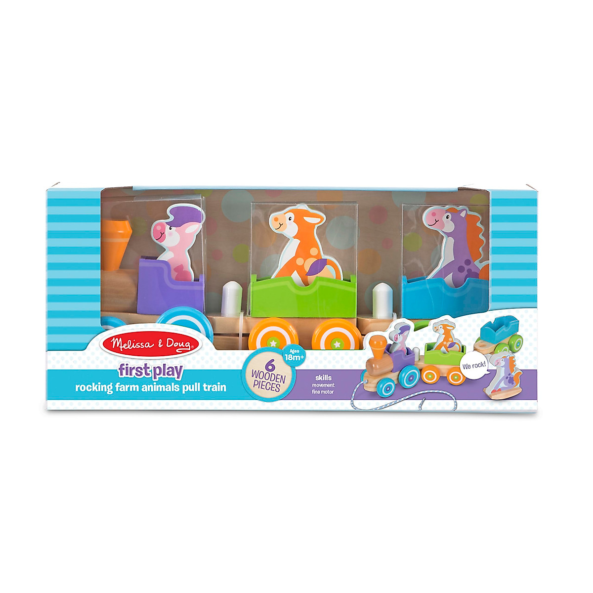 Melissa & Doug First Play Wooden Rocking Farm Animals Pull Train