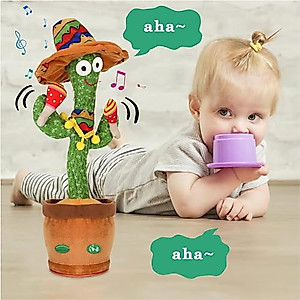 MIAODAM Dancing Cactus Toy Singing, Talking, Repeating Cactus, Funny Electric Dancing Talking Cactus Repeating Toys for Kids, Plush Interactive Toy Figures