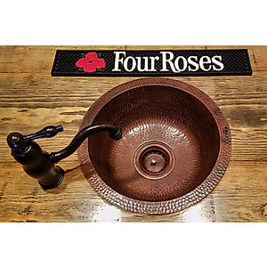 Premier Copper Products BR14DB3 14-Inch Universal Round Hammered Copper Sink with 3.5-Inch Drain Size, Oil Rubbed Bronze