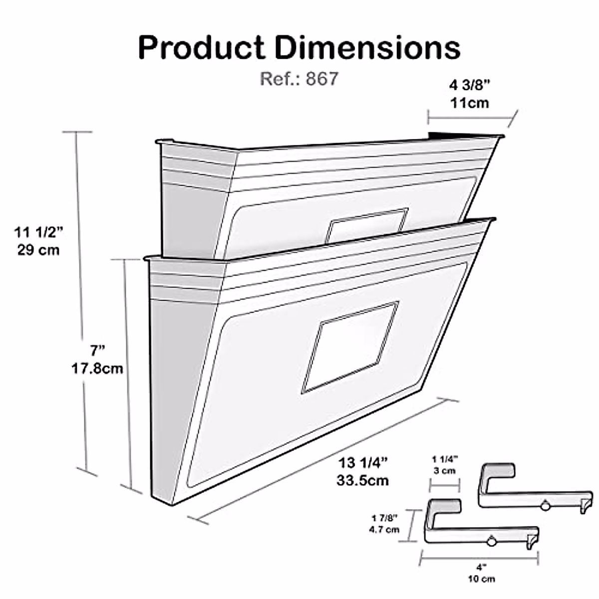 Acrimet Wall Mount Pocket File Organizer Holder (Hangers Included) (White Color) (2 Pack)