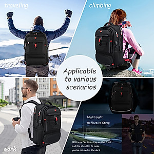 Travel Backpack Men 17.3 Inchs Laptop Backpack with USB Charging Port Business Airline Approved Backpack Water-resistant Hiking School Backpack for College Student Business Work Travel Men Women,Black