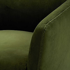 CHITA Swivel Armchair, Barrel Accent Chair in Velvet Fabric for Living Room Round Chair with Metal Base, Fully Assembled, Falkirk Green