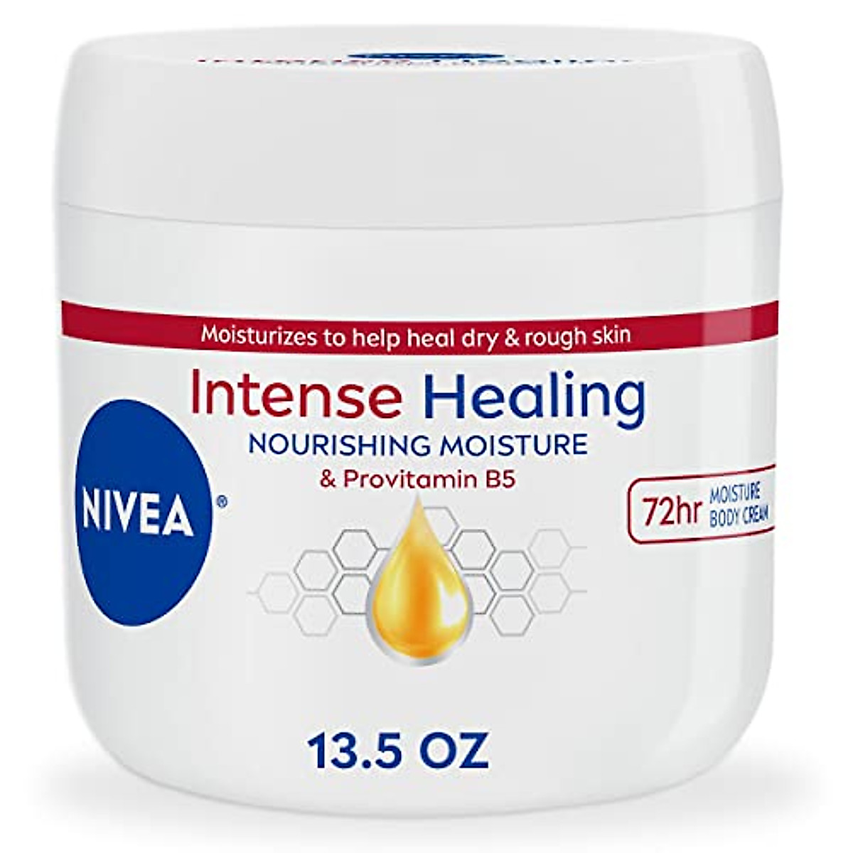 NIVEA Intense Healing Body Cream, Non-Greasy Daily Moisturizer for Dry Skin, Enriched with Provitamin B5, Moisturizes Up To 72 Hours, 13.5 Oz Jar