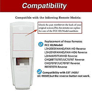 UC7078T with Reverse for Hampton Bay Ceiling Fan Remote Control with Wall Mount, Replace CHQ7078T UC7078T RR7078TR L3HMAY97FANHD L3H2003FANHD Fan-HD HD5 HD6 (Receiver not Included)