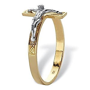 PalmBeach 10K Gold Two-Tone Crucifix Ring Sizes 6-10 Size 10