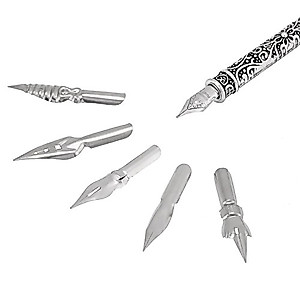 Wal front Feather Pen,English Calligraphy Dip Quill Pen Writing Set Stationery Gift Box with 5 Nibs(sky blue)