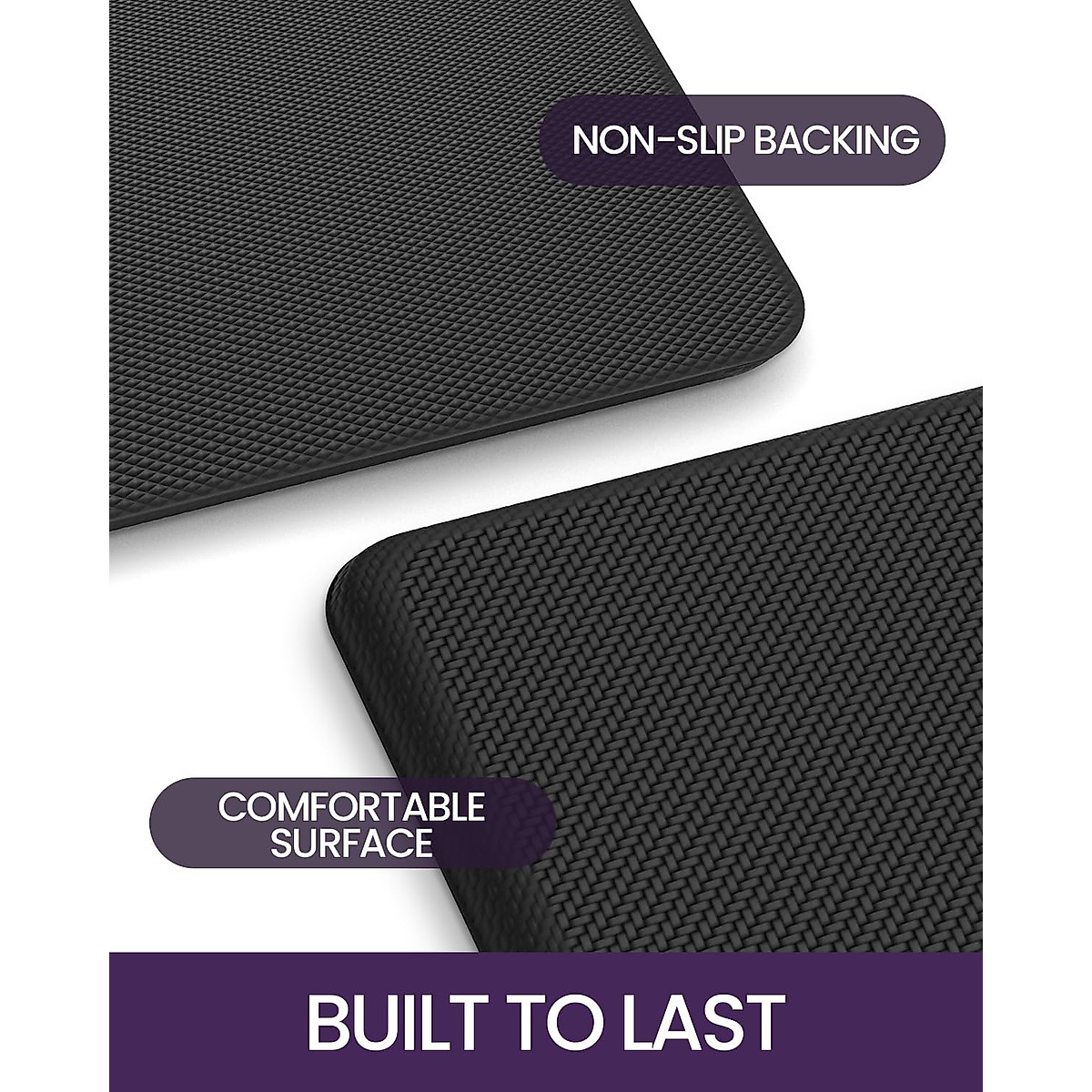 DEXI Kitchen Mat Cushioned Anti Fatigue, Non Slip Waterproof Comfort Standing Floor Rug for Kitchen, Office, Sink, Laundry, 39x20, Black