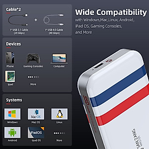 SANZANG USB 4.0 (40Gbps) SSD Portable External Solid State Drive 1TB, Up to 3120MB/s, Type C, Compatible with PC/Mac/Android/Gaming Consoles