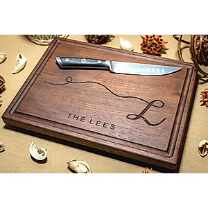 Personalized Cutting Boards, Custom Wedding, Anniversary or Housewarming Gift Idea, Wood Engraved Charcuterie Board for Couples, Monogram Initial Design 055