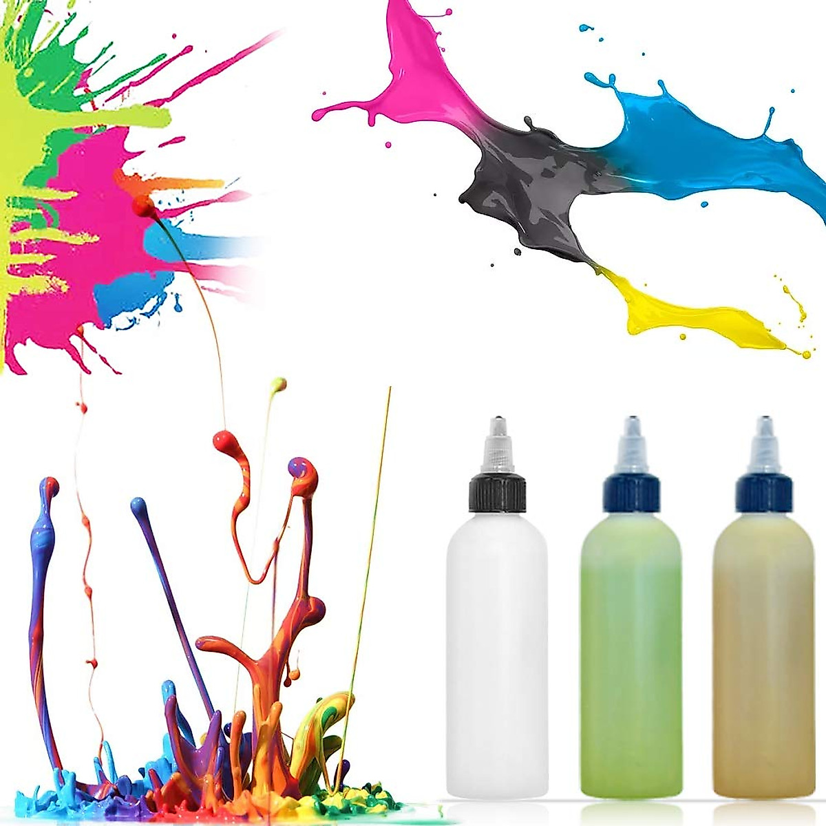 Qyyiguf 20 Pack Empty Squeeze Bottles,4oz Plastic Dispensing Bottles,Boston Round LDPE Bottles for Decorating,Arts and Crafts,Condiments