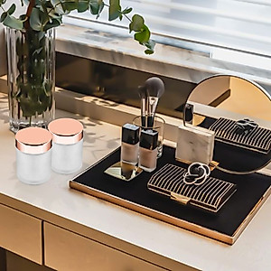 4 Pack,3.4 oz Frosted Glass Jars with Lids,Round Empty Storage Containers with Rose-Golden Lids & Inner Liners,Travel Jars Pot for Cosmetics,Gel,Scrubs,Makeup,Face Cream Lotion