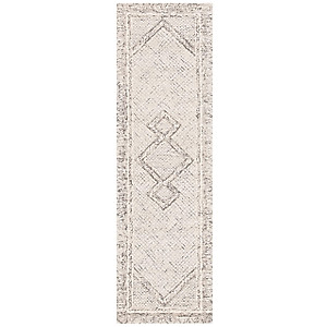 SAFAVIEH Abstract Collection Runner Rug - 2'3" x 12', Ivory & Grey, Handmade Wool, Ideal for High Traffic Areas in Living Room, Bedroom (ABT345F)