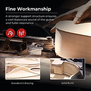 Acoustic Guitar, Cutaway Acoustic Guitar Full Size Dreadnought Acustica Guitarra Bundle with Gig Bag for Adults Teens Beginners Professionals, Red by Vangoa…