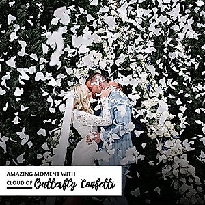 DOUKEE White Butterfly Confetti Cannon,12 Inch Biodegradable White Confetti Poppers Set of 5, Used for Wedding Bridal Shower Birthday Party