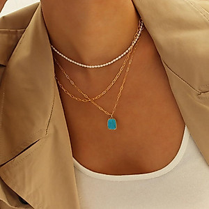 Pearl Necklace for Women, Handmade with Tiny White Freshwater Pearls and Silver Clasps and Adjustable Chain Pearl Choker 14", Cute Trendy Summer Jewelry for Girls