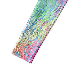 EQSJIU long sleeve leotards for toddler girls gymnastics 2t 3t 18-24 months green pink zebra gradient colors sleeved bodysuits